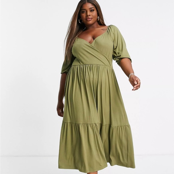 ASOS Curve | Dresses | Asos Design Curve Jersey Wrap Smock Midi Dress | Poshmark